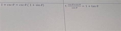 Solved 1 Cscθ Cscθ 1 Sinθ
