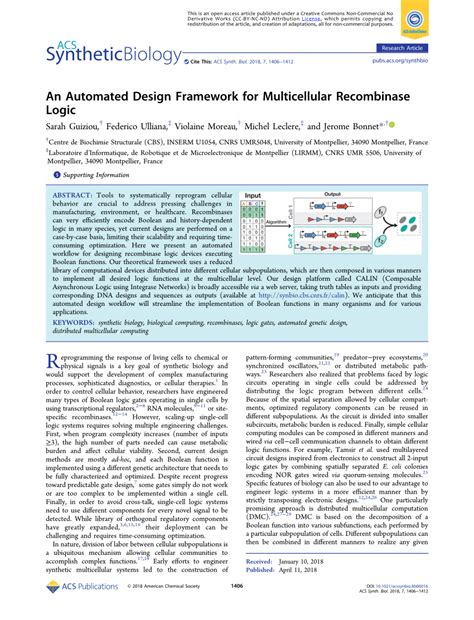 Pdf An Automated Design Framework For Multicellular Recombinase Logic