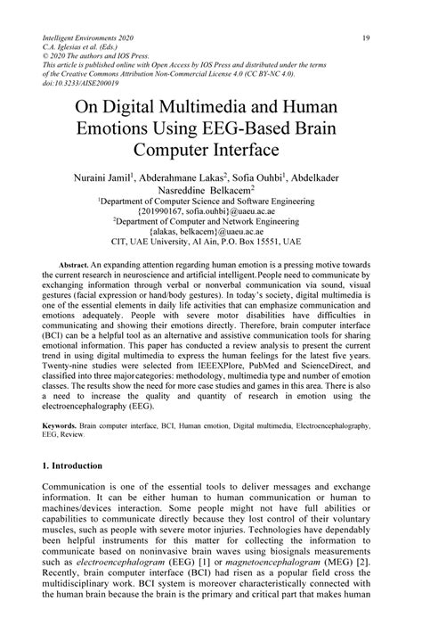 Pdf On Digital Multimedia And Human Emotions Using Eeg Based Brain