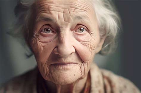 Premium Ai Image Old Woman Portrait Mature Smile Generate Ai