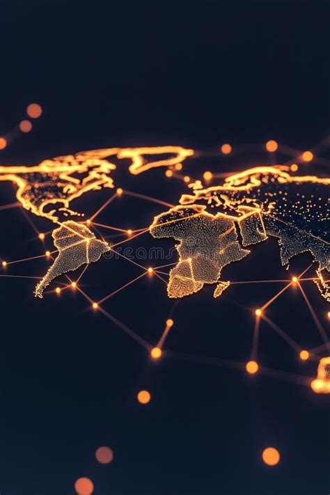 A Captivating World Map Illustrating Cities Interconnected By Glowing Lines Against A Dark