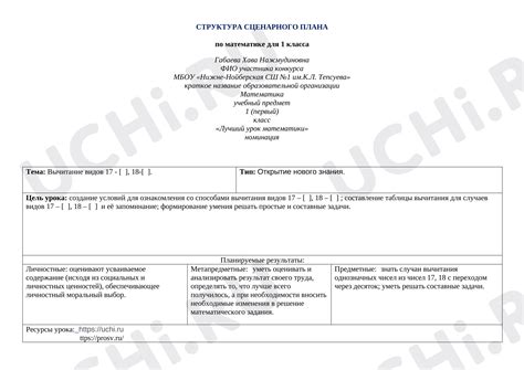 🟥 Заметки для презентации по теме “План урока математики по теме Вычитание видов 17 [ ] 18