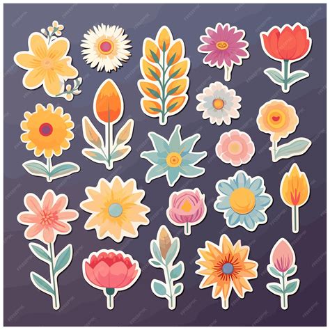 Sticker Sheet Design A Collection Of Cartoon Flower Stickers Premium