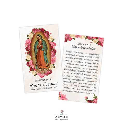 Printable Spanish Rose Prayer Card Digital File Etsy