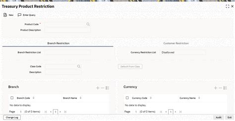 Process Branch And Currency Restrictions Class Screen