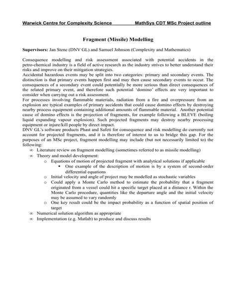 Fragment Missile Modelling