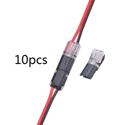 10pcs 2pin Pluggable Spring Scotch Lock Wire Connector For 22 20awg Wire Quick Splice Connector