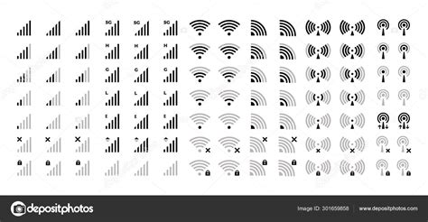 Mobile Phone Bar System Icons Wireless Battery Charge Level Wifi Signal Strength Vector Icon