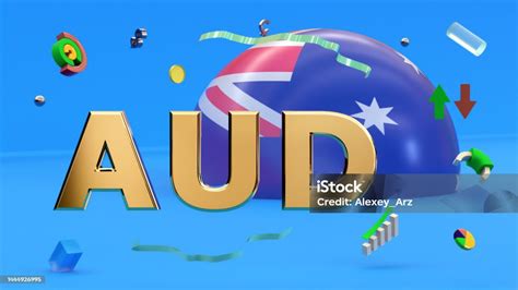 금박 문자 Aud 호주 국기 조각의 배경 추상적 인 멀티 컬러 모양 화살표 통화 기호 및 차트 3d 렌더링 금융 외환 개념 0명에 대한 스톡 사진 및 기타 이미지 Istock