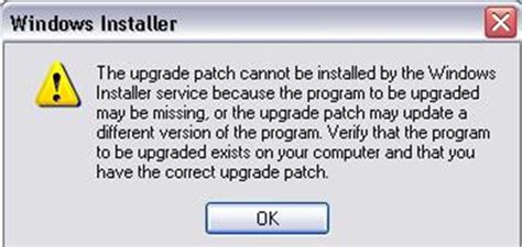 The Upgrade Patch Cannot Be Installed