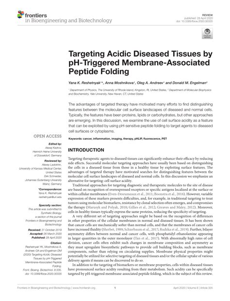 Pdf Targeting Acidic Diseased Tissues By Ph Triggered Membrane