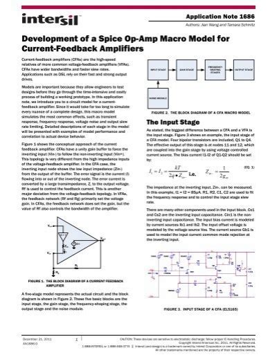 Development Of A Spice Op Amp Macro Model For Current Intersil