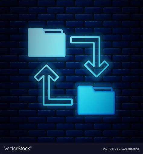 Glowing Neon Cloud Storage Text Document Folder Vector Image