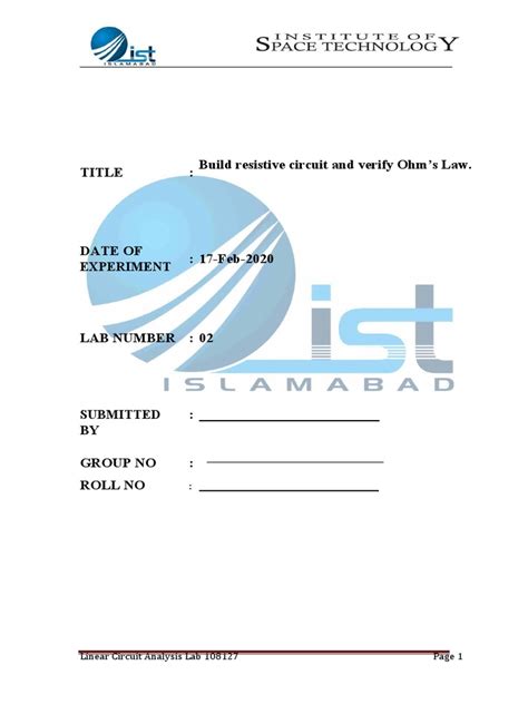 Verification Of Ohms Law Analysis Of Current Voltage And Resistance In Resistive Circuits