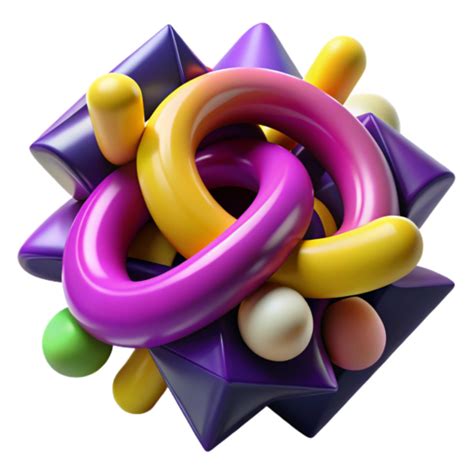 Vibrant 3d Abstract Render Of Intertwined Colorful Shapes 55720902 Png