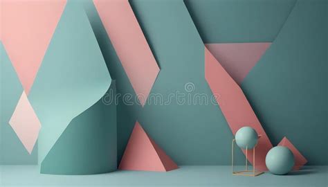 A Creative Composition With Pastel Colors And Abstract Geometric Shapes