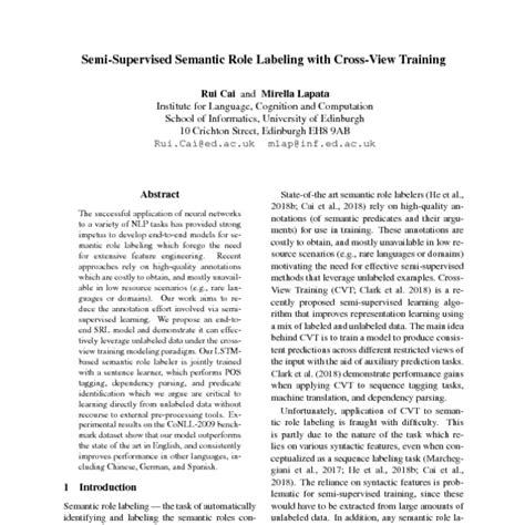 semi supervised semantic role labeling with cross view training acl