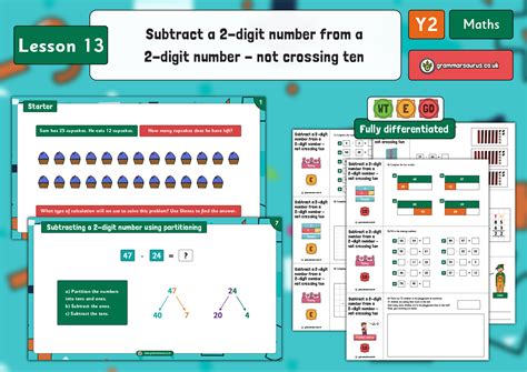Year Addition And Subtraction Subtract Digit Number From A Digit Number Not Crossing