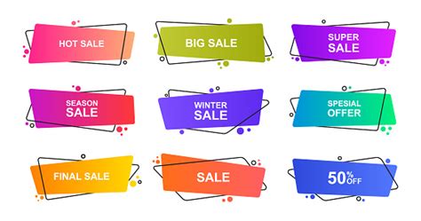 슈퍼 다른 모양 기하학적 플랫 배너를 설정합니다 판매 프로모션을위한 현대 추상적 인 모양 현대 플랫 스타일 벡터 일러스트레이션