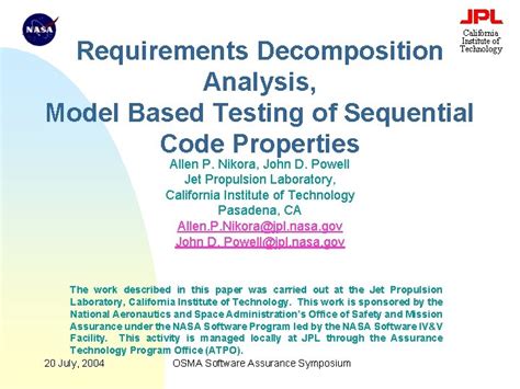 california institute of technology requirements decomposition analysis