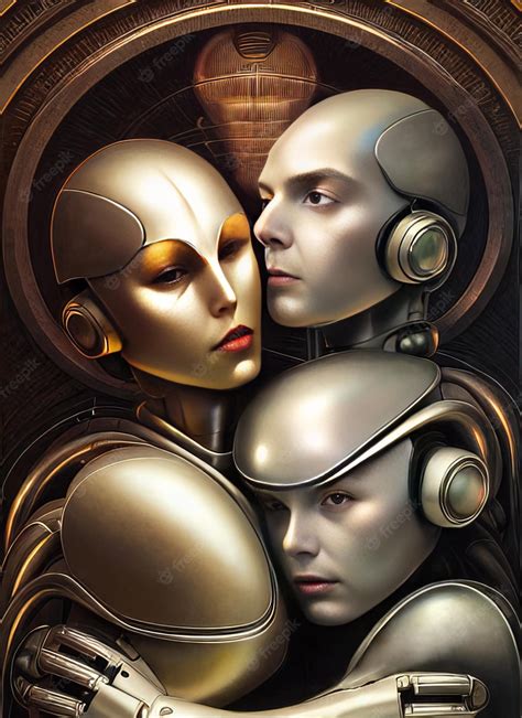 Premium Photo Humanoid Bionic Robots Cyborgs Hugging