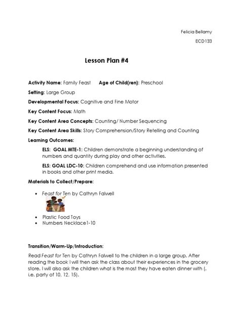 Ecd 133 Lesson Plan 4 Pdf Pdf Lesson Plan Psychology