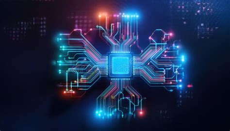 Futuristic Digital Computer Chip Circuit Board Representing Technology Innovation Cyber Security