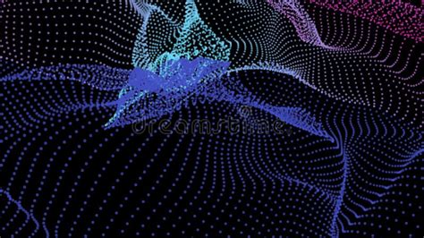 Energy Net Flows Dot Particle Lines Penetrating Fog Neon Lights Plexus Of Knots Curved Node