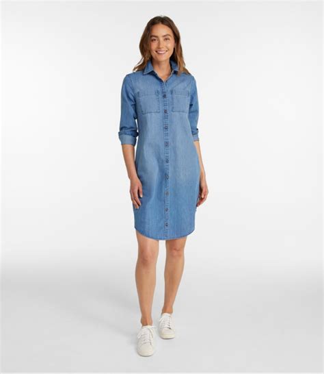 Womens Ll Bean Heritage Washed Denim Shirt Dress Dresses And Skirts Llbean Canada