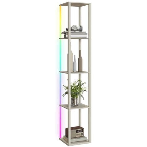 Homcom Rgb Led Floor Lamp With Shelves And Remote Rackhams
