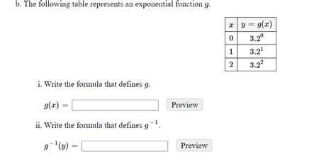 Solved B The Following Table Represents An Exponential