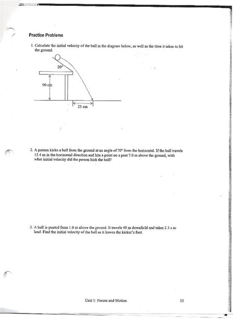 Solved Practice Problems Calculate The Initial Velocity Chegg