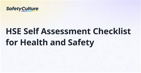 Hse Self Assessment Checklist For Health And Safety Free Template