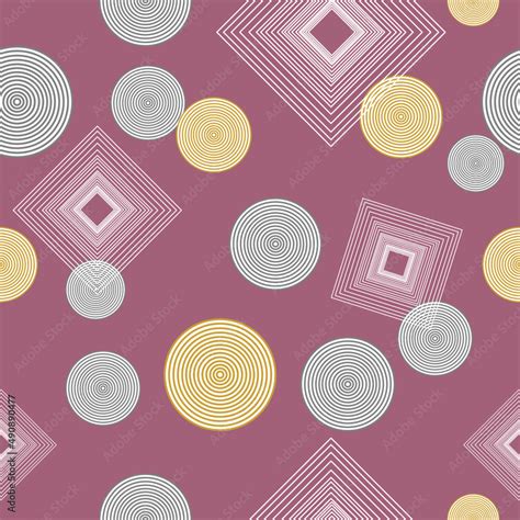 Seamless Pattern Of Geometric Shape In Rectangle And Circle In Mulitple