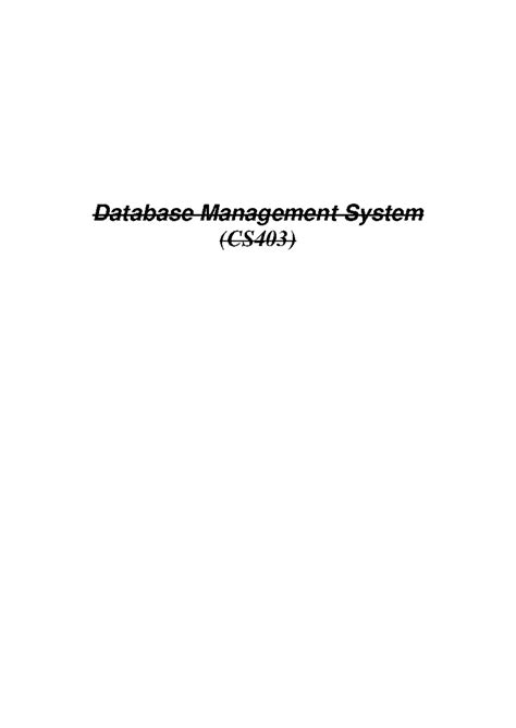 CS403 Database Management Systems Complete Handouts Pdf Studocu