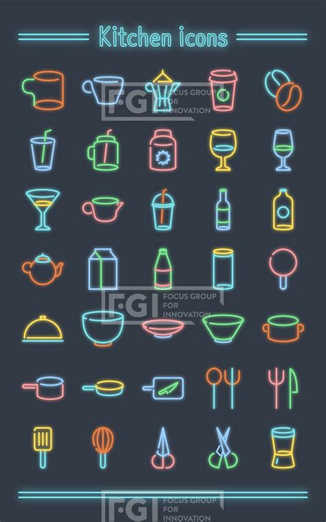 아이콘 네온사인아이콘 주방용품 C170317 유자디자인 아이콘 라인 아이콘 픽토그램 아이콘 네온사인 비즈니스