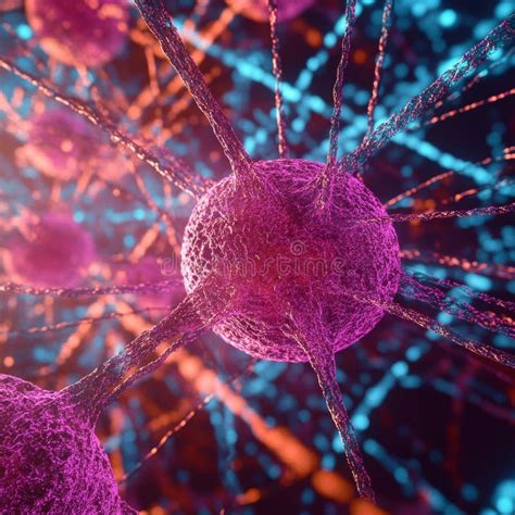 3d Illustration Network Of Neurons Synapses Neural Activities And Brain Structure Stock