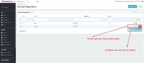 how to edit and delete menu item classydevs