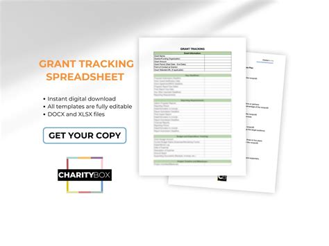 Grant Tracking Spreadsheet Etsy