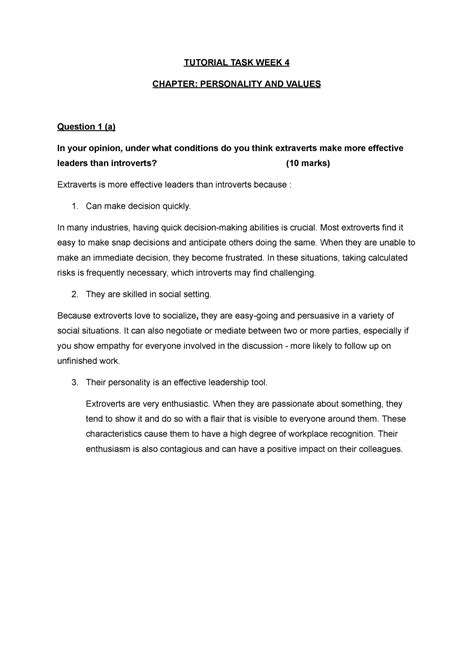 Ob Tutorial Week 4 Question 1b Tutorial Task Week 4 Chapter