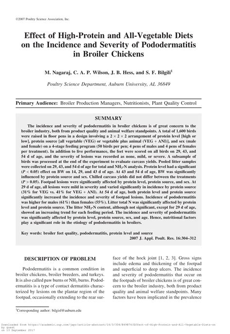 Pdf Effect Of High Protein And All Vegetable Diets On The Incidence And Severity Of