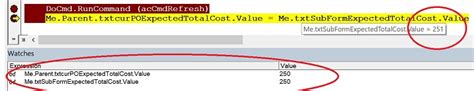 Ms Access Vba Too Fast Leading To Field Updating Only If Toggle Breakpoint In Code Need Timer