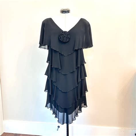 Cattiva Dresses 8s Cattiva Black Layered Ruffle Evening Dress Size