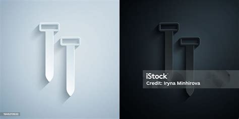 종이 컷 금속 손톱 아이콘 회색과 검은 색 배경에 격리 종이 아트 스타일 벡터 3차원 형태에 대한 스톡 벡터 아트 및 기타