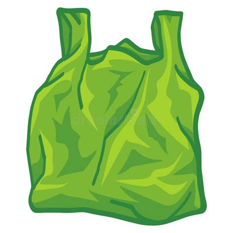 Green Plastic Bag Illustration Polyethylene Vector Drawing Stock Vector