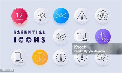 경고 및 경고 설정 아이콘입니다 느낌표 경고 신호 설정 기어 삼각형 경고 브라우저 경고 전화 경고 육각형 경고 및 느낌표가 있는 말풍선 0명에 대한 스톡 벡터 아트 및 기타