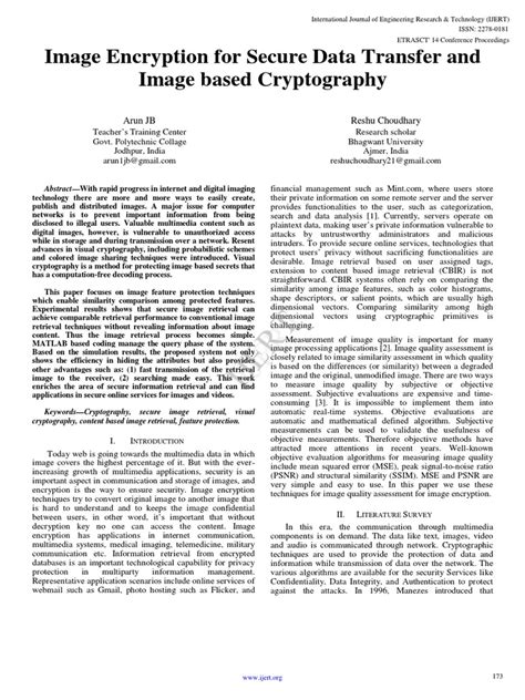 Image Encryption For Secure Data Transfer And Image Based Cryptography Ijertconv2is03017