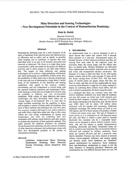 Pdf Mine Detection And Sensing Technologies New Development Potentials In The Context Of