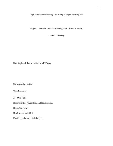 Pdf Implicit Relational Learning In A Multiple Object Tracking Task