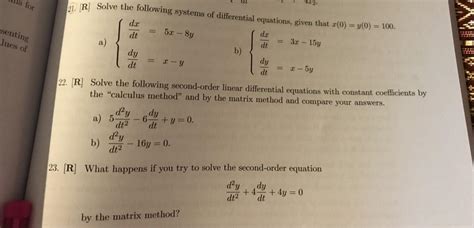 Solved For R Solve The Following Systems Of Chegg